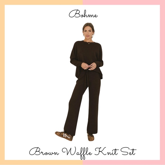 bohme | Pants & Jumpsuits | Bohme Chocolate Wide Leg Knit Set | Poshmark